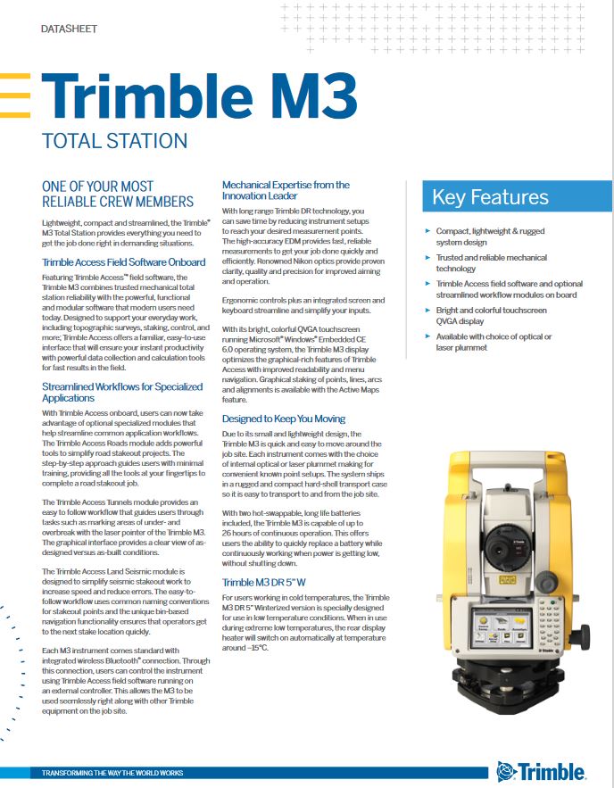 Station totale manuelle - Trimble - M3 - e-prisme